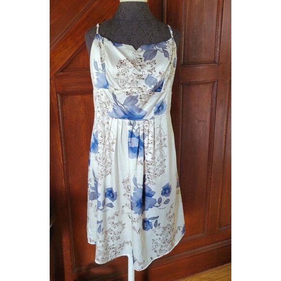 Romy | Dresses | Romy White Blue White Floral Print Sleeveless Dress Xl ...